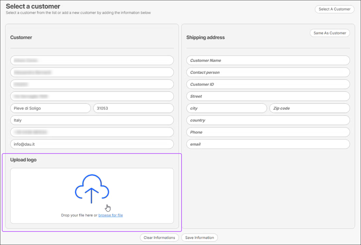 Uploading a customer logo for print documents – 3CAD