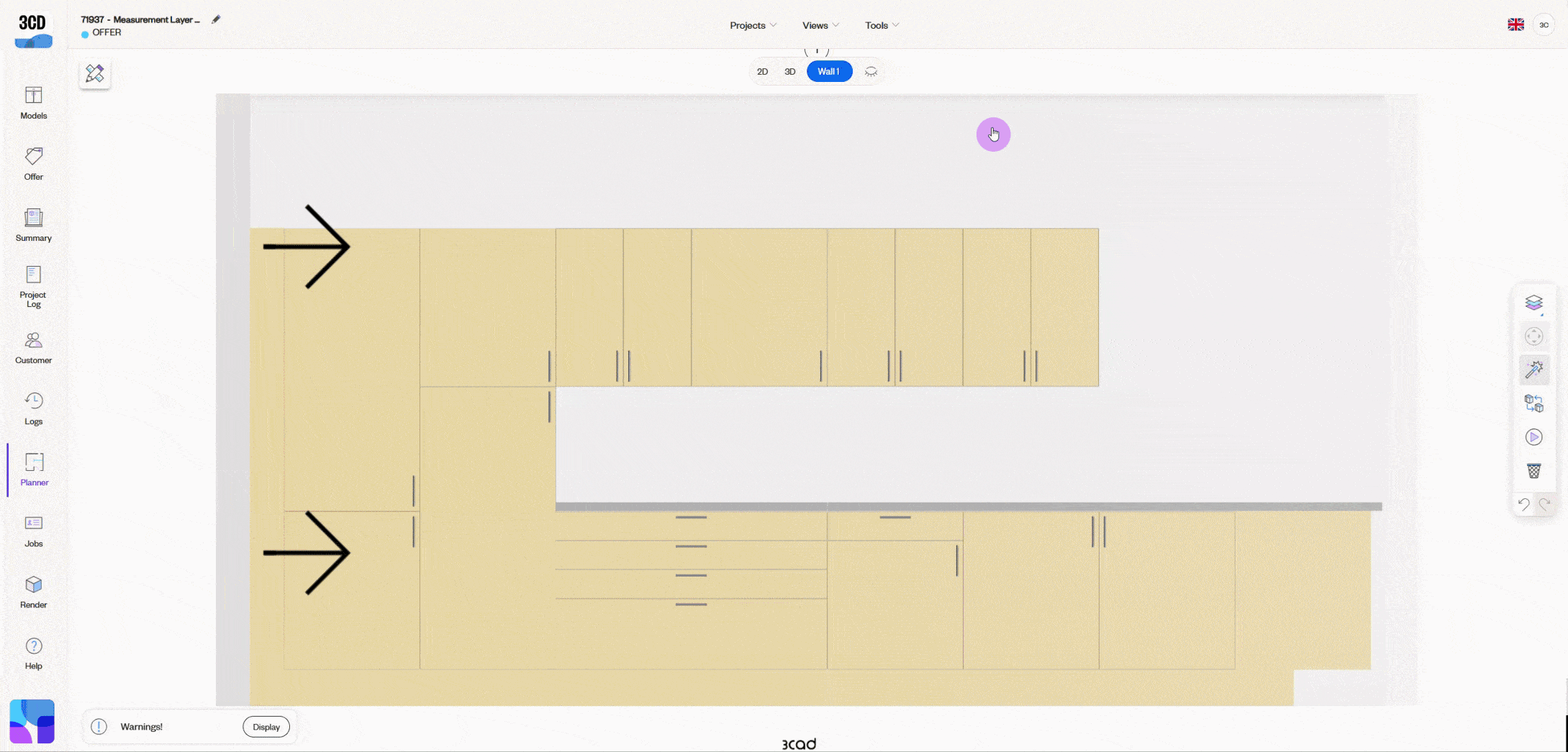Dynamic Elevation Planning (Elevation mode - Vista H) – 3CAD